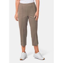 GOLDNER Damen Caprihose "Trageangenehme 7/8-Rippenhose", beige, Gr. 42, Obermaterial: 100% Polyester COOLMAX PES(Coolmax)., Hosen