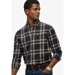 Superdry Herren Langarmhemd "L/S COTTON LUMBERJACK SHIRT"bryce check navy, Gr. XL, kariert, Web, Obermaterial: 100% Baumwolle, Hemden