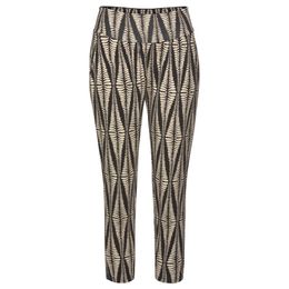Lascana Damen 7/8-Hose, beige, Gr. 34, bedruckt, Jersey, Obermaterial: 95% Viskose, 5% Elasthan, Hosen, mit breitem B&uuml;ndchen und Allover-Druck,