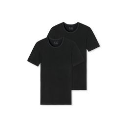 Schiesser Damen T-Shirt "T-Shirt 2PACK T-shirt 2er Pack", schwarz, Gr. XL, Obermaterial: 95% Baumwolle CO. 5% Elasthan EL., Shirts