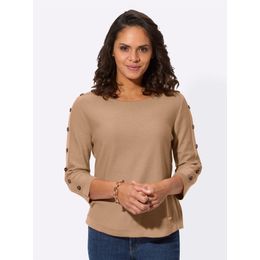 Casual Looks Damen 3/4 Arm-Pullover "3/4-Arm-Pullover", braun, Gr. 36, unifarben, 50% Baumwolle, 50% Polyacryl, Pullover