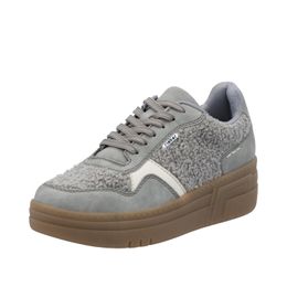 Rieker Damen Plateausneaker, Gr. 36, wei&szlig;, Lederimitat, Textil, Fellimitat, Schuhe, Basket-Sneaker, Schn&uuml;rschuh, Halbschuh mit weichem Schaftrand