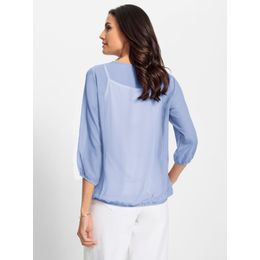 Inspirationen Damen Chiffonbluse, blau, Gr. 36, bedruckt, gebl&uuml;mt, gemustert, mehrfarbig, 100% Polyester, Top:5% Elasthan, 95% Viskose, Blusen