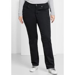 sheego Damen Stretch-Hose, schwarz, Gr. 88, unifarben, 97% Baumwolle, 3% Elasthan, Hosen