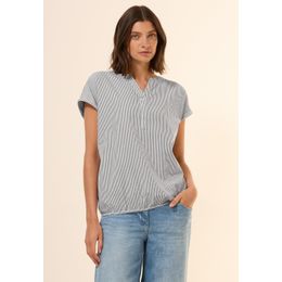 Cecil Damen Kurzarmbluse, gr&uuml;n, Gr. XXL, gestreift, Web, 65% Baumwolle, 35% Modal, Blusen, mit Elastiksaum