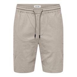 Only & Sons ONLY & SONS Herren Chinoshorts "ONSCAPRI SLIM SLUB CHINO SHORTS OTL", beige, Gr. XS, unifarben, Web, Obermaterial: 98% Baumwolle, 2% Elasthan, Hosen