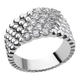 Firetti Damen Fingerring "Schmuck Geschenk Silber 925 Damenring Ring Kugeln rund", 54, Silber 925 (Sterlingsilber), 4,9mmsilberfarben, kristallwei&szlig;,