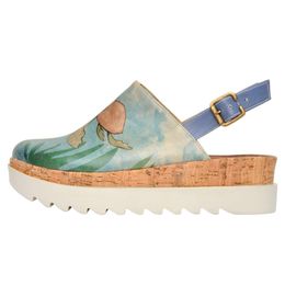 DOGO Damen Clog "Akita Caretta Damen Sandalen", Gr. 39, blau, Lederimitat, Schuhe, Handgefertigt