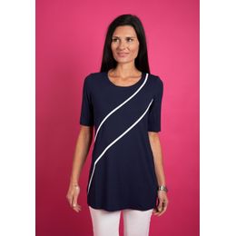 Seidel Moden Damen T-Shirt "Exklusiv bei OTTO", blau, Gr. 54, kontrastfarbene Details, Jersey, Obermaterial: 95% Viskose, 5% Elasthan, Shirts, mit