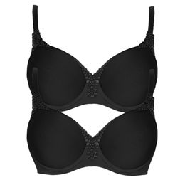 Viania Damen T-Shirt-BH "2er Pack Spacer B&uuml;gel BH Carola", Gr. 75, schwarz, Stoff, Obermaterial: 62% Polyamid PA. 27% Polyester PES. 11% Elasthan