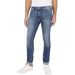 Pepe Jeans Herren Slim-fit-Jeans "FINSBURY", blau, Gr. 34, Denim/Jeans, Obermaterial: 93% Baumwolle, 5% Elastomultiester, 2% Elasthan, Jeans,