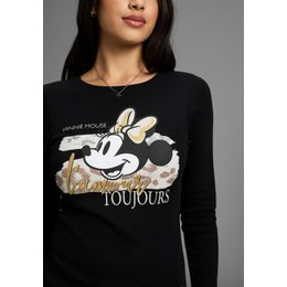 Kangaroos Damen Langarmshirt, schwarz, Gr. 36, Obermaterial: 100% Baumwolle, Shirts, mit s&uuml;&szlig;em Minnie-Mouse Print