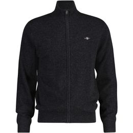 Gant Herren Strickjacke "EXTRAFINE LAMBSWOOL ZIP CARDIGAN", schwarz, Gr. XXXL, meliert, Strick, Obermaterial: 90% Wolle, 10% Polyamid, Strickjacken,