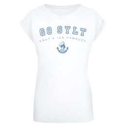F4NT4STIC Damen T-Shirt "Go Sylt Knut & Jan Hamburg", wei&szlig;, Gr. M, Obermaterial: 100% Baumwolle, Shirts, Print