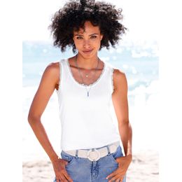 Heine Damen Shirttop, wei&szlig;, Gr. 50, unifarben, 95% Viskose, 5% Elasthan, Tops