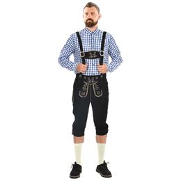 Herren Trachtenlederhose "ASSeppl", schwarz, Gr. 56, Alessandro Salvarini, 100% Rindsleder, Hosen, Lederhose aus Echtleder mit Träger im