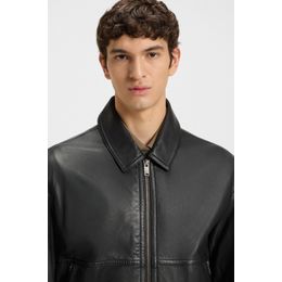 BOSS Orange Herren Lederjacke "Joberg", schwarz, Gr. 54, unifarben, Obermaterial: 100% Schafsleder, Jacken, mit Rei&szlig;verschlusstaschen