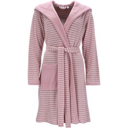 Damenbademantel Esprit, L:97cm, rosa, Jersey, Hausmäntel, "Striped Hoody", gestreift, mit Kaputze & Logostickerei, kurz