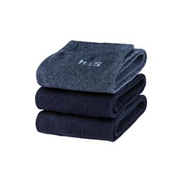 H.I.S. H.I.S Herren Kniestr&uuml;mpfe, Gr. 47, blau, Baumwolle, Elasthan (LYCRA), Polyamid, melange, Socken, mit druckfreiem B&uuml;ndchen