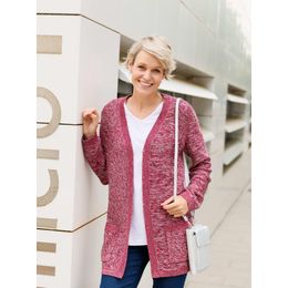 Classic Basics Damen Cardigan, rot, Gr. 42, gemustert, mehrfarbig, meliert, 100% Baumwolle, Strickjacken