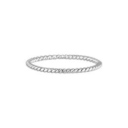 Elli Premium Damen Fingerring "Twisted Gedreht Basic 585 Wei&szlig;gold", 58mm, ohne Stein, Wei&szlig;gold 585, 1,5mm, silber, Wei&szlig;gold 585, Fingerringe