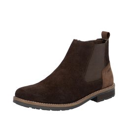Rieker Herren Chelseaboots, Gr. 44, braun, Nubukleder, Veloursleder, Schuhe, Stiefelette, Casual-Boots in schmaler Form