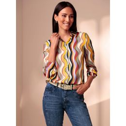 Heine Damen Hemdbluse, braun, Gr. 48, bedruckt, gemustert, mehrfarbig, 100% Viskose, Blusen