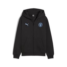 Puma Jungen Sweatjacke "Manchester City FtblEssentials Kapuzenjacke Jugendliche", schwarz, Gr. 140, 68% Baumwolle, 32% Polyester, Sweatjacken