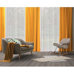 Vorhang WIRTH, B:142cm H:225cm, orange, Jacquard, Polyester, Wohnzimmer, Gardinen, "Dim out"