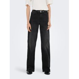 Jacqueline de Yong JDY Damen High-waist-Jeans "JDYFELINA-FINA HW WIDE BLK JEANSDNM NOOS", schwarz, Gr. M, unifarben, Denim/Jeans, Obermaterial: 98% Baumwolle, 2%