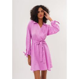 FRESHLIONS Damen Jerseykleid "Joana", pink, Gr. L, 100% Leinen, Kleider, in Wickeloptik