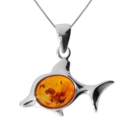 OSTSEE-SCHMUCK Damen Kette mit Anh&auml;nger "OSTSEE-SCHMUCK Kette mit Anh&auml;nger Fisch Kette mit Anh&auml;nger Fisch", 45cm, Silber 925 (Sterlingsilber), L: 42,