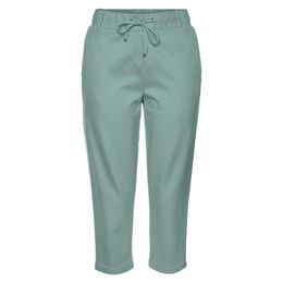Lascana Damen Caprihose, Gr. 32, gr&uuml;n, Obermaterial: 70% Viskose, 25% Polyamid, 5% Elasthan, unifarben, Hosen, mit seitlichen Streifen, Loungewear