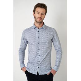 DESOTO Herren Langarmhemd "Jerseyhemd Casual Kent langarm", beige, Gr. M, gemustert, mehrfarbig, Jersey, Obermaterial: 100% Baumwolle, Hemden,