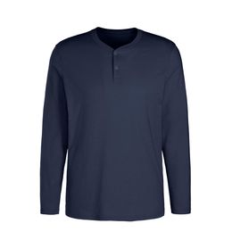 H.I.S. H.I.S Herren Langarmshirt "- Henleyshirt langarm", blau, Gr. XXL, meliert, Slub, Obermaterial: 100% Baumwolle, Shirts, Langarm, Shirt mit Knopfleiste