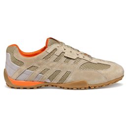 Geox Herren Schnürschuh "U SNAKE ORIGINAL", Gr. 40, beige, Leder, Textil, Schuhe, Schnürschuh, Freizeitschuh, Trekking Sneaker mit Lederinnensohle