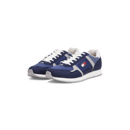 Tommy Jeans Herren Sneaker "TJM RUNNER CASUAL", Gr. 45, blau, Lederimitat, Textil, kontrastfarbene Details, Schuhe, Schn&uuml;rschuh, Halbschuh,