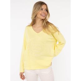 Zwillingsherz Damen Sweatshirt ""Positive Mind"", gelb, Gr. L, unifarben, used, Sweatware, Obermaterial: 70% Baumwolle, 30% Polyester, Sweatshirts,