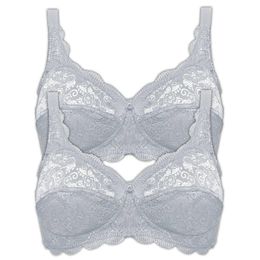 SuSa Damen B&uuml;gelloser BH "2er Pack BH ohne B&uuml;gel Latina", Gr. 85, grau, Spitze, Obermaterial: 77% Polyamid PA. 15% Baumwolle CO. 8% Elasthan EL., BHs