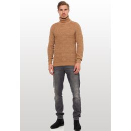Rusty Neal Herren Rollkragenpullover, braun, Gr. XL, unifarben, 70% Polyacryl, 30% Baumwolle, Pullover, in modischem Design