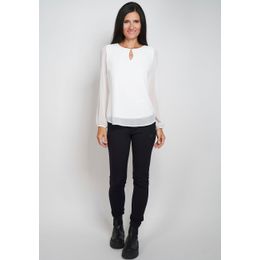 Seidel Moden Damen Langarmbluse, wei&szlig;, Basic, Gr. 48, leicht durchscheinend, Single Jersey, Obermaterial: 94% Polyester, 6% Elasthan. Obermaterial 2:
