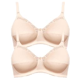 SuSa Damen B&uuml;gelloser BH "2er Pack BH ohne B&uuml;gel Cotton", Gr. 80, beige, Obermaterial: 100% Baumwolle CO., BHs