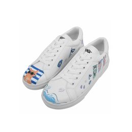DOGO Damen Sneaker "Ace Low-Top Sneaker You, Me And The Sea Damen Sneaker", Gr. 36, blau, Lederimitat, Schuhe, Handgefertigt