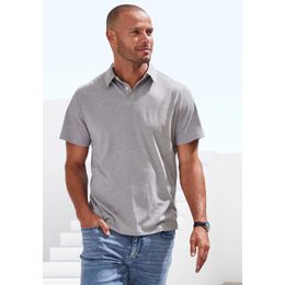 John Devin Herren Poloshirt "mit Slub-Garn Struktur", grau, Gr. S, meliert, Jersey, Obermaterial: 100% Baumwolle, Shirts, aus leichter,