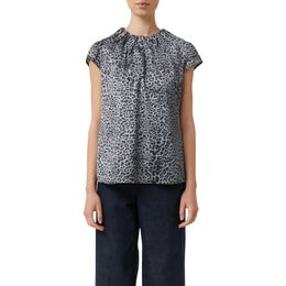 comma, COMMA Damen Satinbluse, grau, Gr. 40, bedruckt, Satin, Obermaterial: 95% Polyester, 5% Elasthan, Blusen, mit All-Over Print