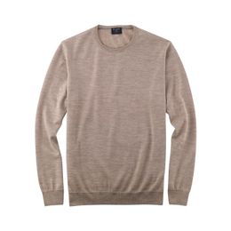 OLYMP Herren Rundhalspullover "OLYMP Strick Casual", beige, Gr. L, Obermaterial: 100% Schurwolle, Pullover, moderner Strickpullover