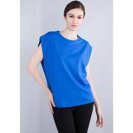 Imperial Damen T-Shirt "&Auml;rmelloses "Punto Milano" Shirt mit eingeschlagen Armlochdetail", blau, Gr. XS, unifarben, Jersey, Obermaterial: 62% Viskose,