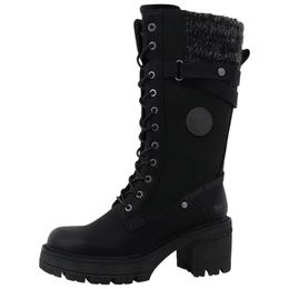 Mustang Shoes Damen Winterstiefel "Madlin", Gr. 39, schwarz, Lederimitat, Textil, Schuhe, Snowboots, Winterstiefel mit Textilkragen