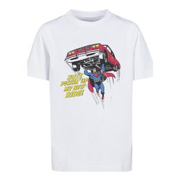 T-Shirt F4NT4STIC "DC Comics Superman New Ride Superheld", M&auml;dchen, Gr. 122/128, wei&szlig;, Obermaterial: 100% Baumwolle, regular fit, Rundhals, ohne B&uuml;ndchen, Shirts T-Shirt, Print