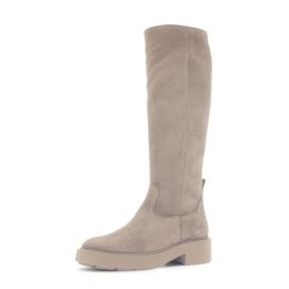 Gabor Damen Stiefel, Gr. 41, beige, Veloursleder, unifarben, Schuhe, Blockabsatz, Langschaftstiefel, Rei&szlig;verschlussstiefel mit Ziern&auml;hten
